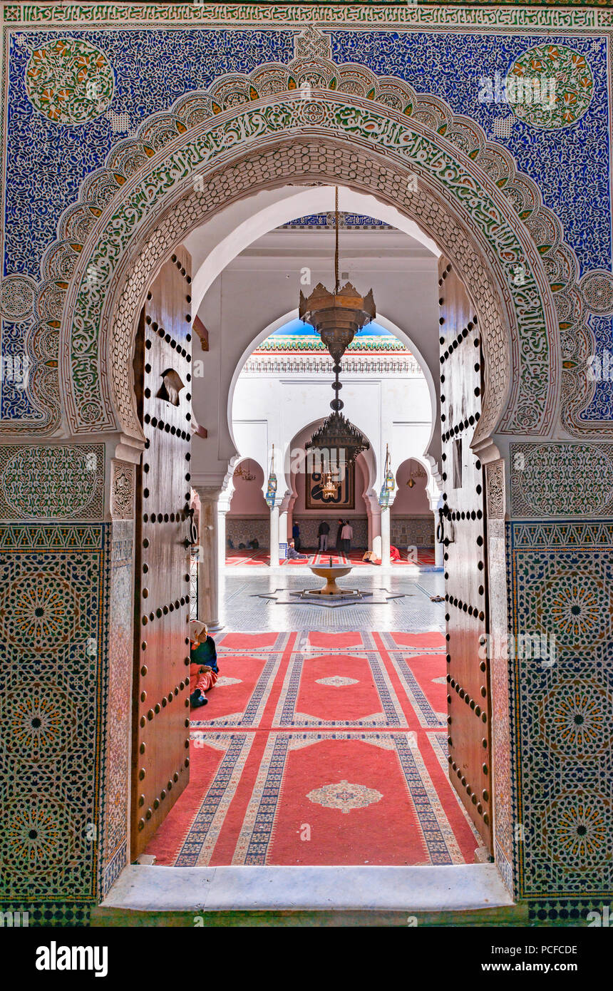 Mosaic decorated entrance, University and Mosque Al-Qarawiyyin, Al ...