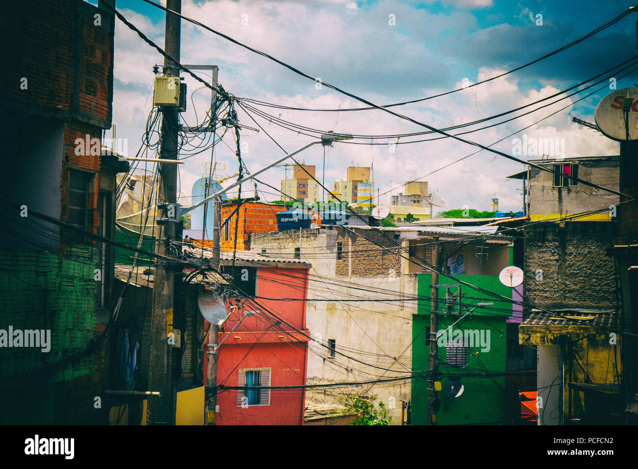 Colourful worn houses of a favela in Brazil Stock Photo - Alamy