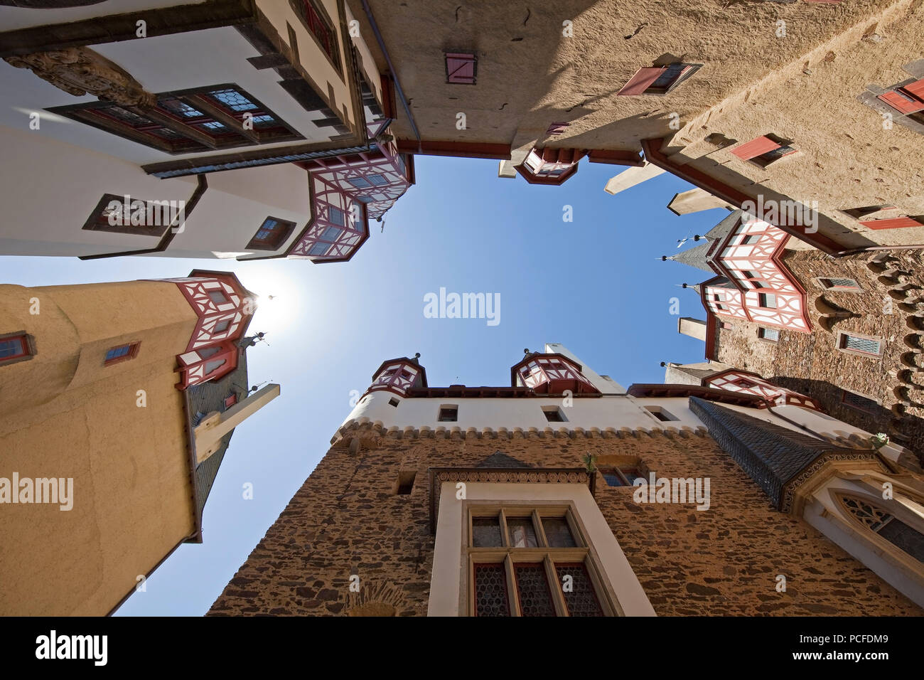 Courtyard of Eltz Castle, Wierschem, Eifel, Rhineland-Palatinate ...