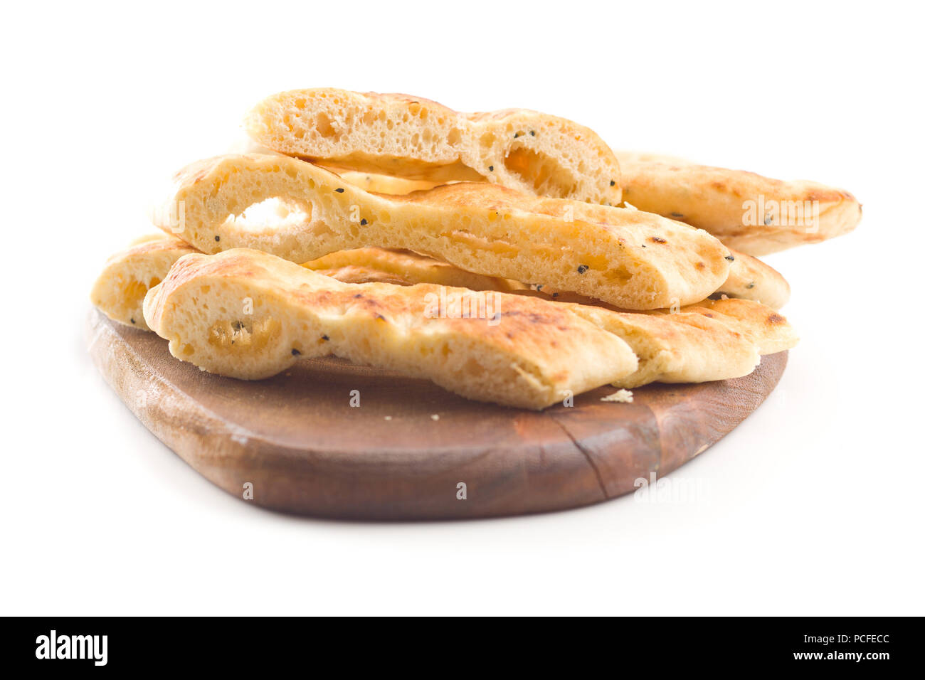 Indian naan bread isolated on white background Stock Photo - Alamy