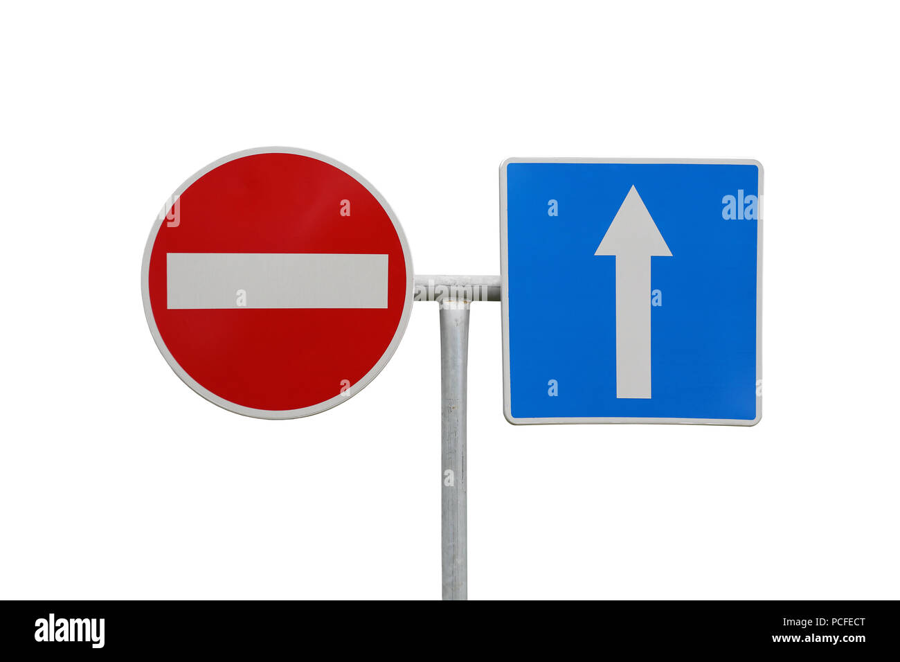 Do not enter and arrow traffic signs Stock Photo - Alamy