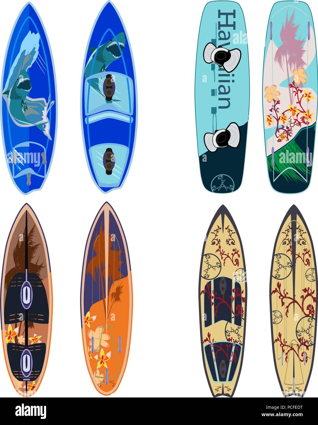 Vector flat set of surfing boards Stock Vector Image & Art - Alamy