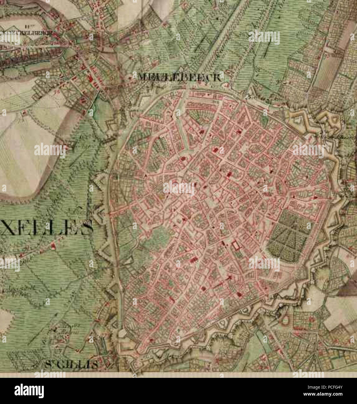 103 Brussels, Belgium ; Ferraris Map Stock Photo - Alamy