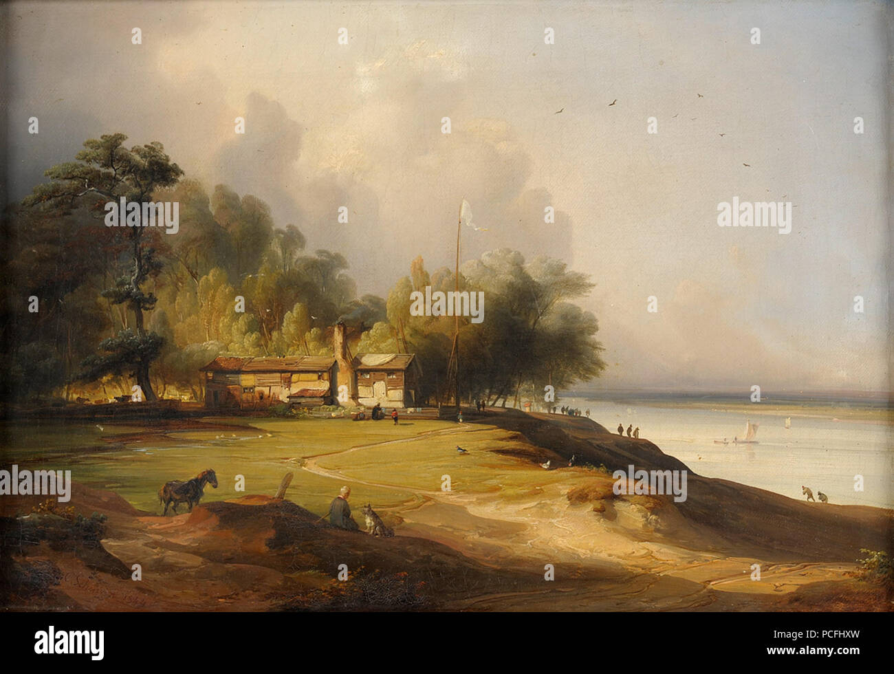 117 Casper Scheuren Rheinlandschaft 1844 Stock Photo - Alamy