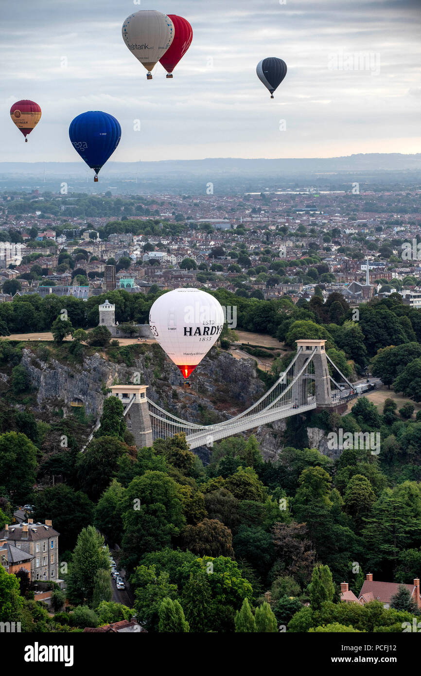 Hot air balloons above the Clifton Suspension Bridge during the press ...
