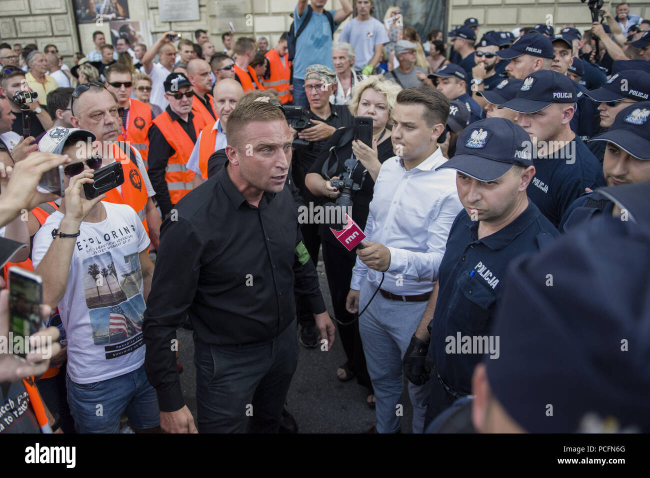 Warsaw, Mazowieckie, Poland. 1st Aug, 2018. one of the National Radical Camp (ONR) leaders ...
