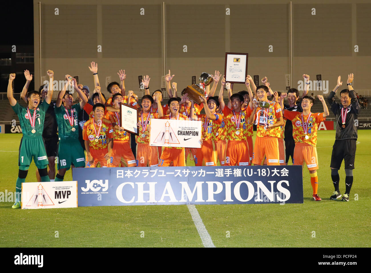 Tokyo, Japan. 1st Aug, 2018. Shimizu S-Pulse Youth team group Football ...