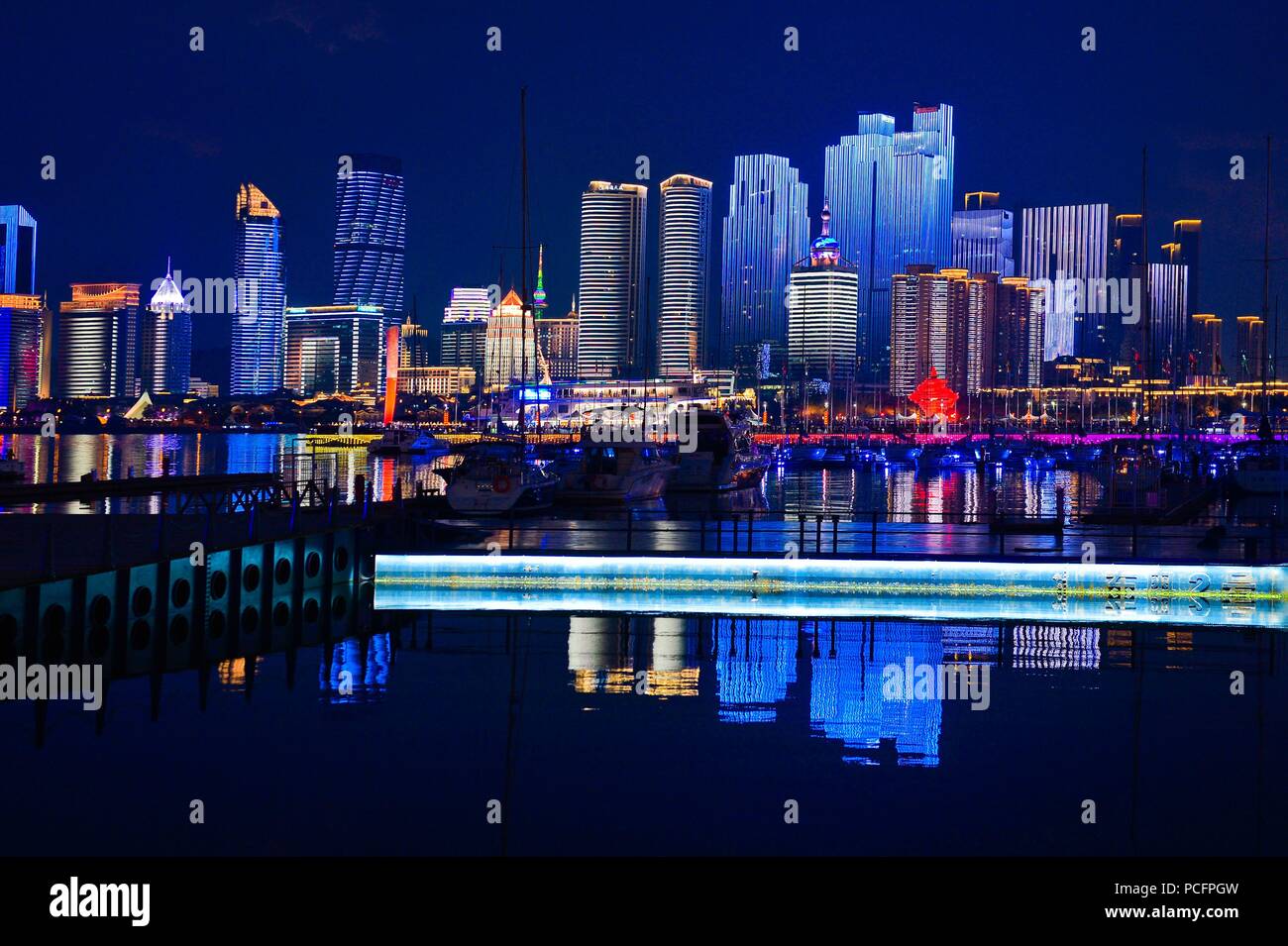 Qingdao, Qingdao, China. 2nd Aug, 2018. Qingdao, CHINA-Night scenery of ...