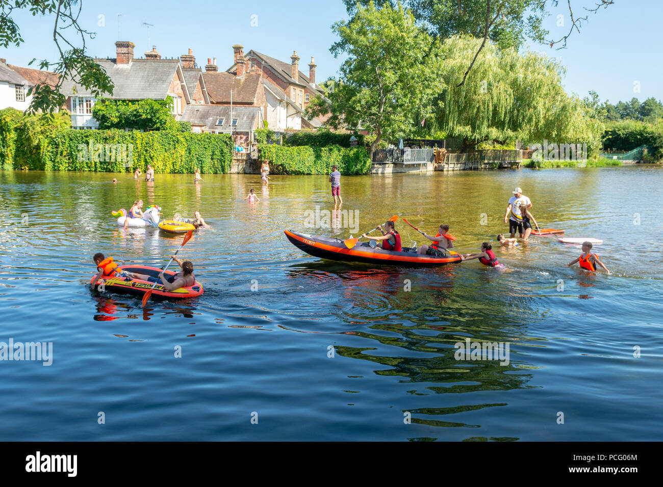 Fordingbridge, New Forest, Hampshire, UK, 2nd August 2018: Families and ...
