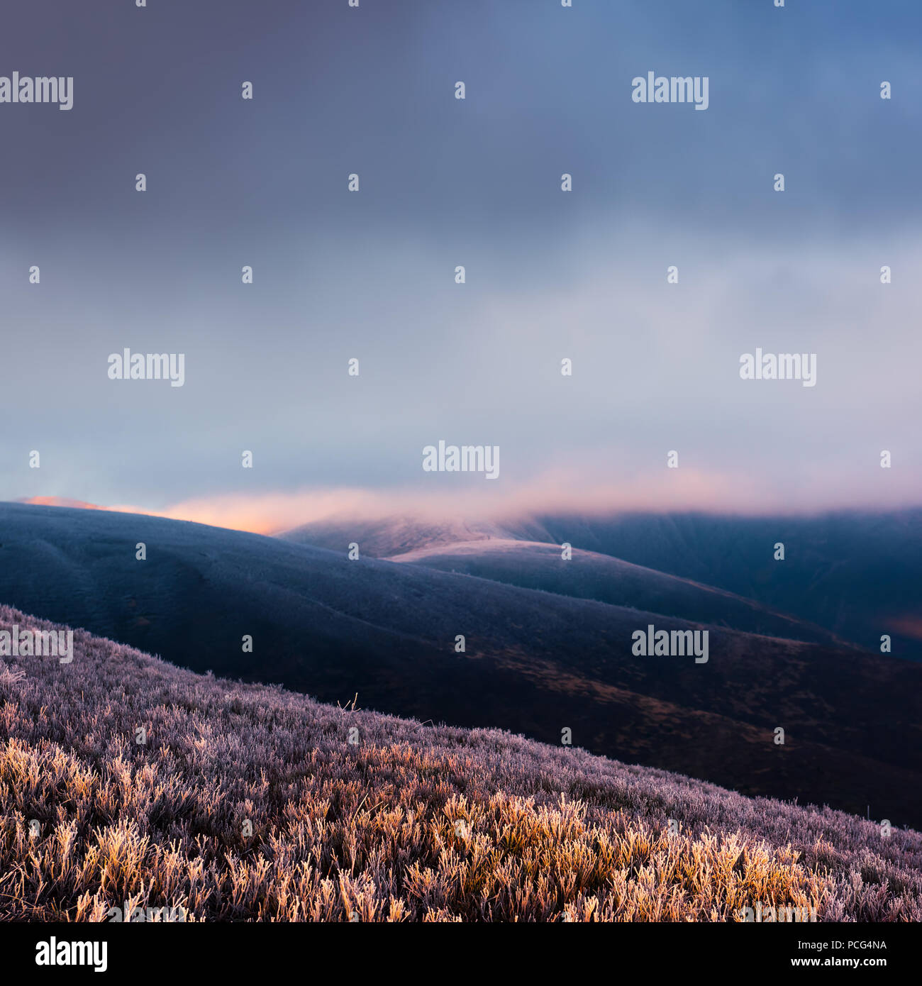 Fantastic autumn landscape with frost Stock Photo - Alamy