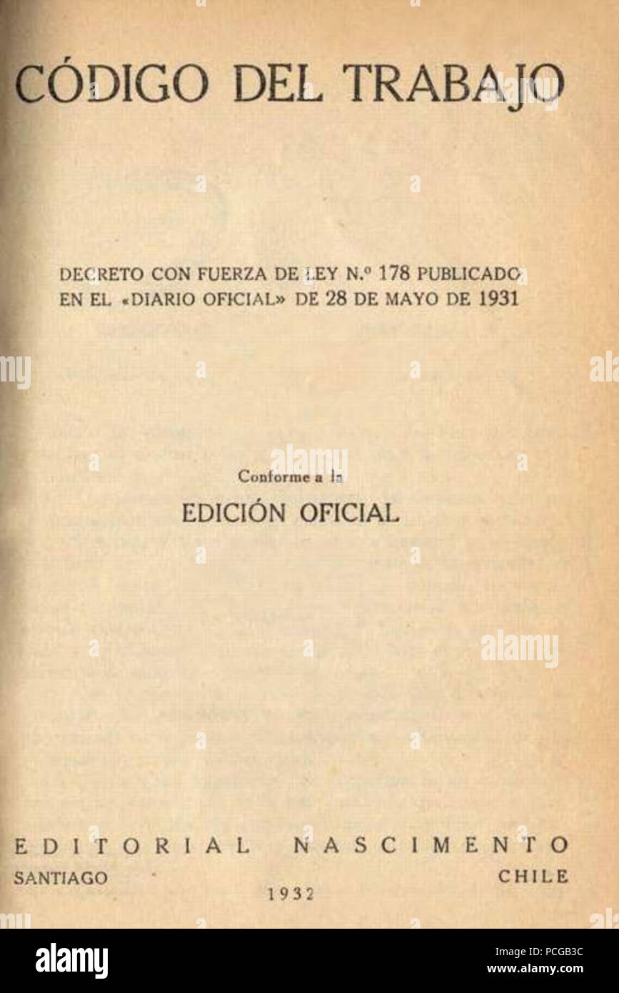137 Codigo del trabajo 1931 Chile Stock Photo - Alamy