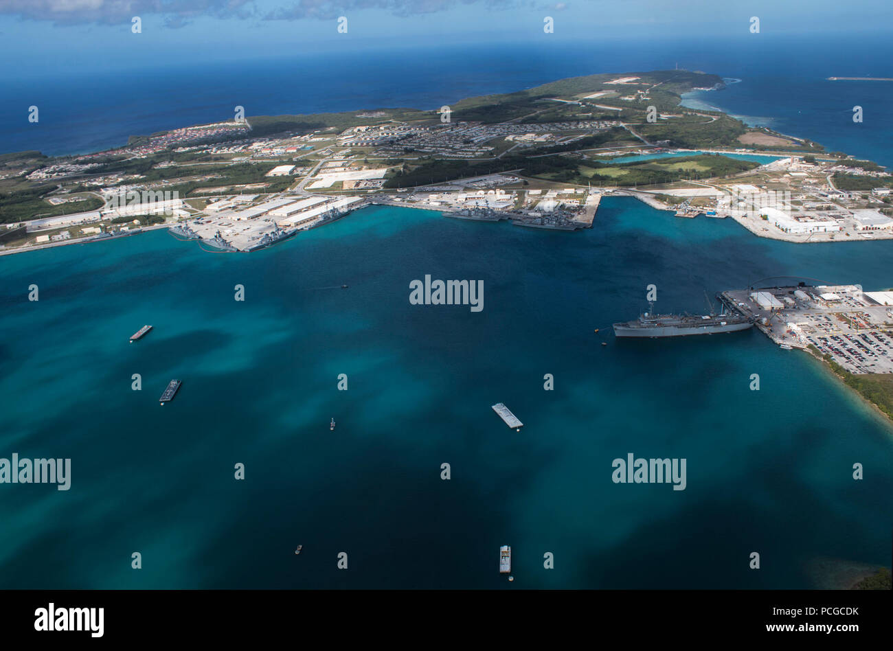 APRA HARBOR, Guam (March 5, 2016) – An aerial view from above U.S ...