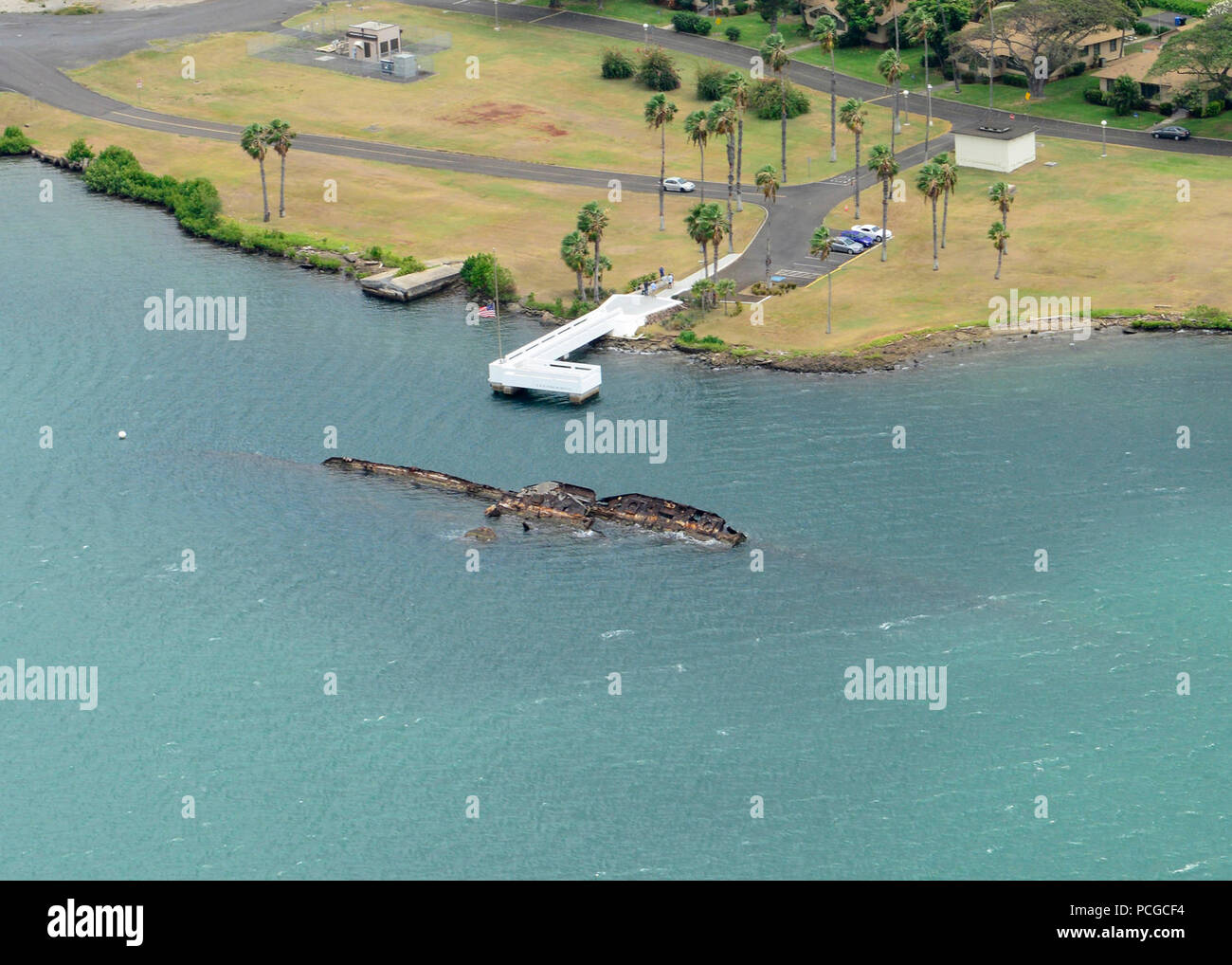 PEARL HARBOR (March 8, 2016) An aerial view of the USS Utah Memorial at ...