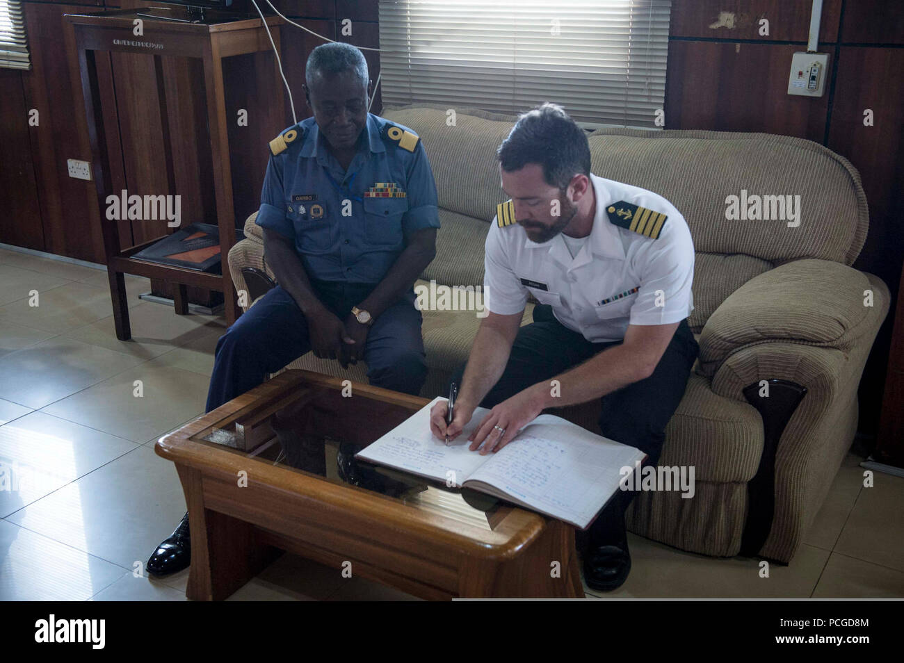 TEMA, Ghana (March 26, 2015) Capt. James Regan, ship’s master of the ...