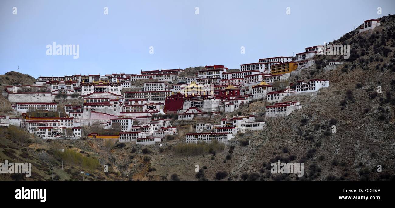 Ganden Monastery located at the top of Wangbur Mountain is one of the ...