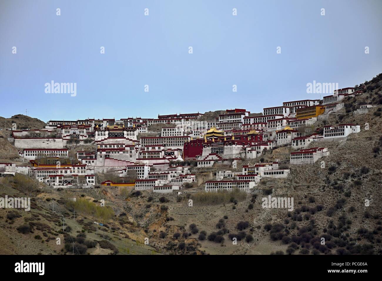 Ganden monastery is at the top of wangbur mountain hi-res stock ...