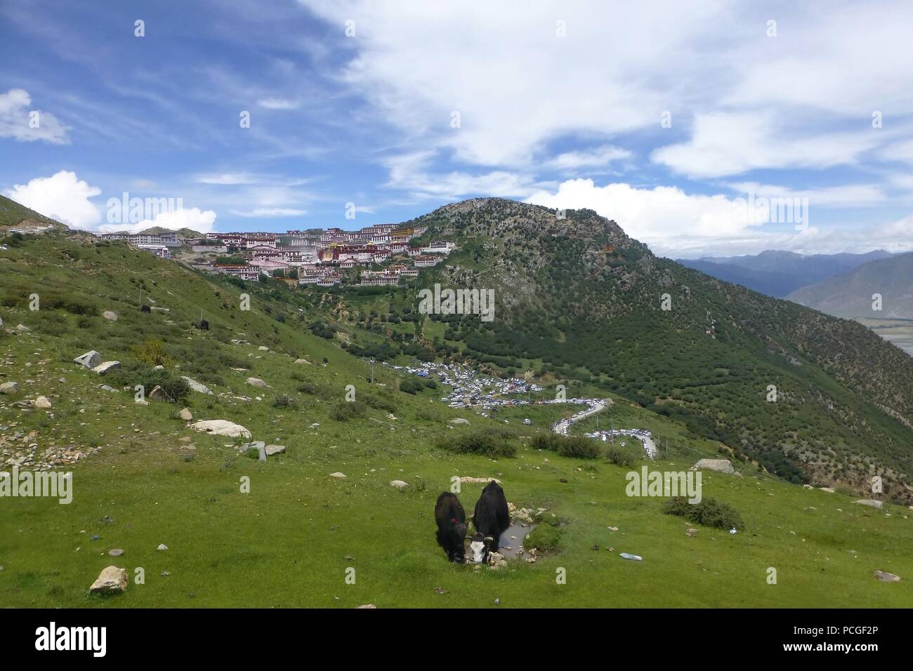 Ganden Monastery located at the top of Wangbur Mountain is one of the ...