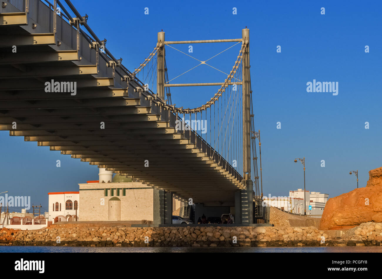 Metal bridge in sur oman connecting the two sides of al ayjah Stock ...