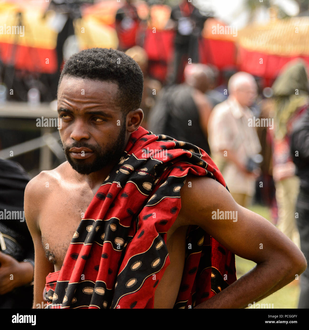 KUMASI, GHANA - JAN 16, 2017: Unidentified Ghanaian man in black and ...