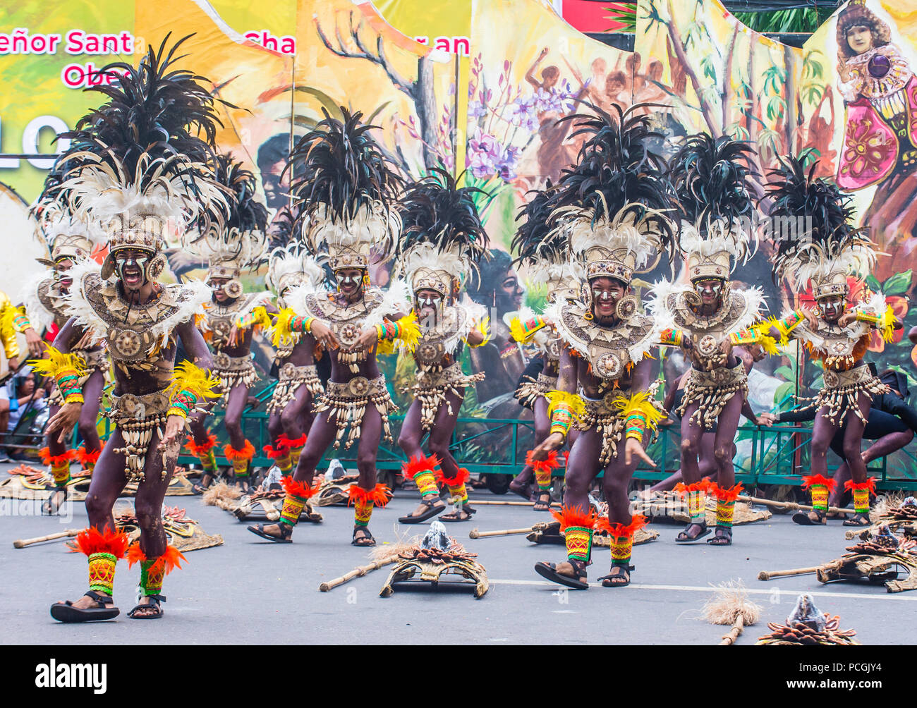 Participants in the Dinagyang Festival in Iloilo Philippines Stock ...
