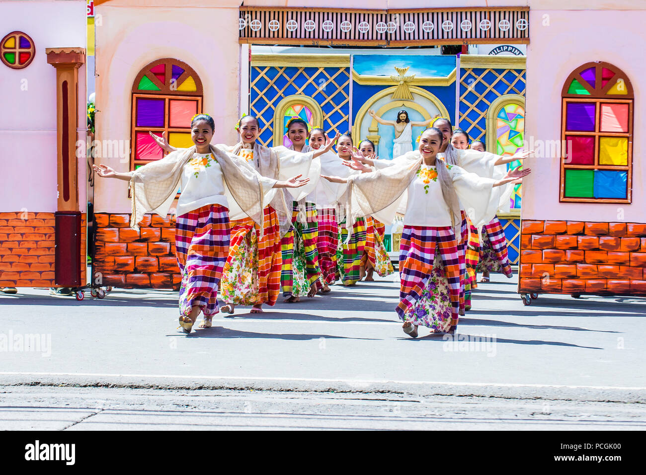 Participants in the Dinagyang Festival in Iloilo Philippines Stock ...