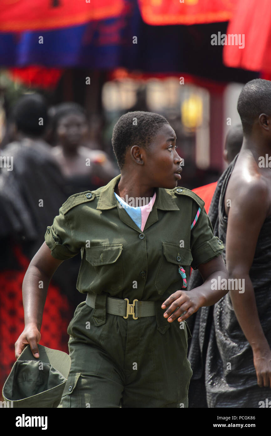 KUMASI, GHANA - JAN 16, 2017: Unidentified Ghanaian military man at the ...
