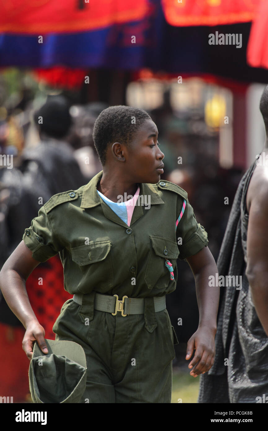 KUMASI, GHANA - JAN 16, 2017: Unidentified Ghanaian military man at the ...