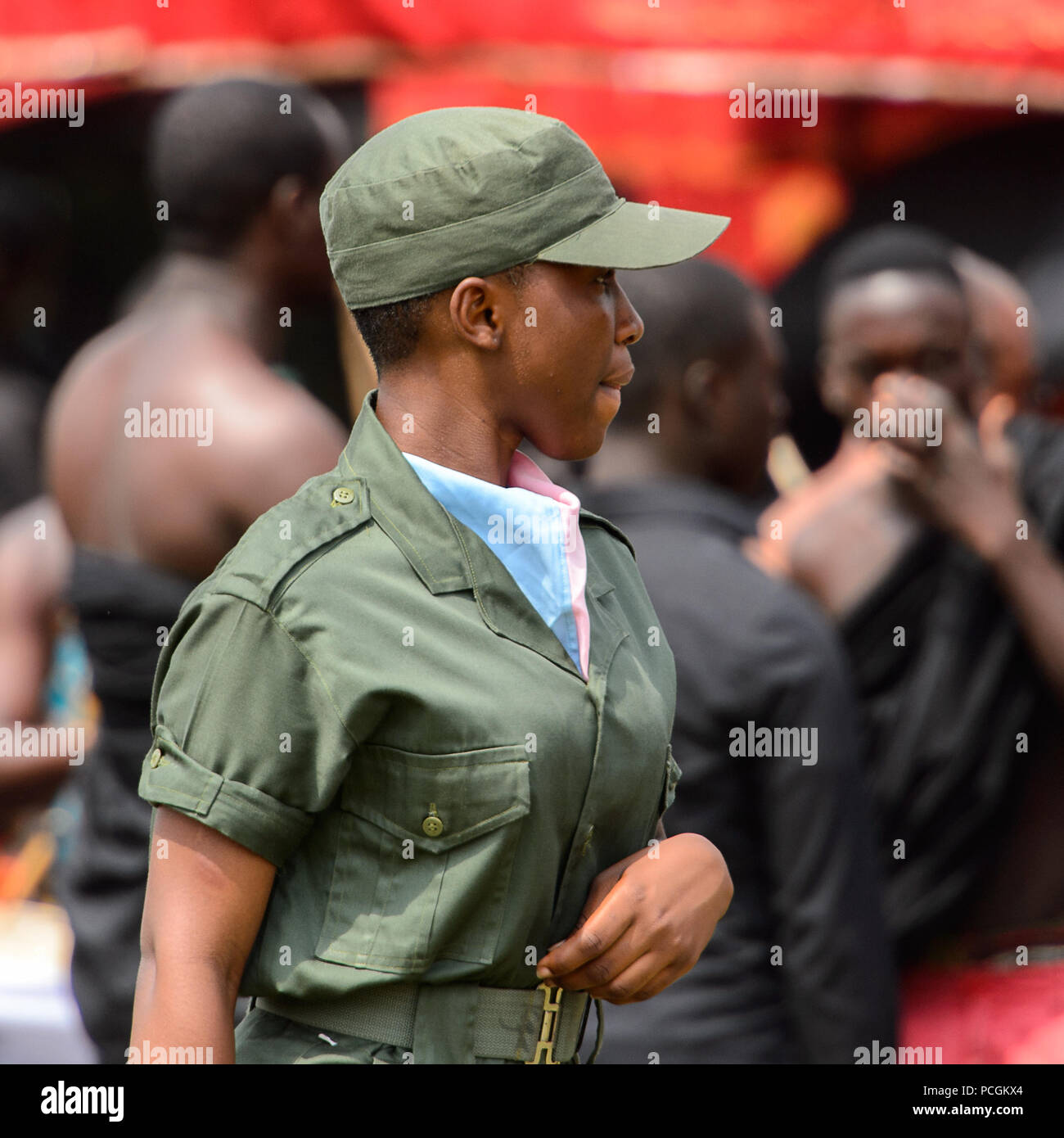 KUMASI, GHANA - JAN 16, 2017: Unidentified Ghanaian military man in ...