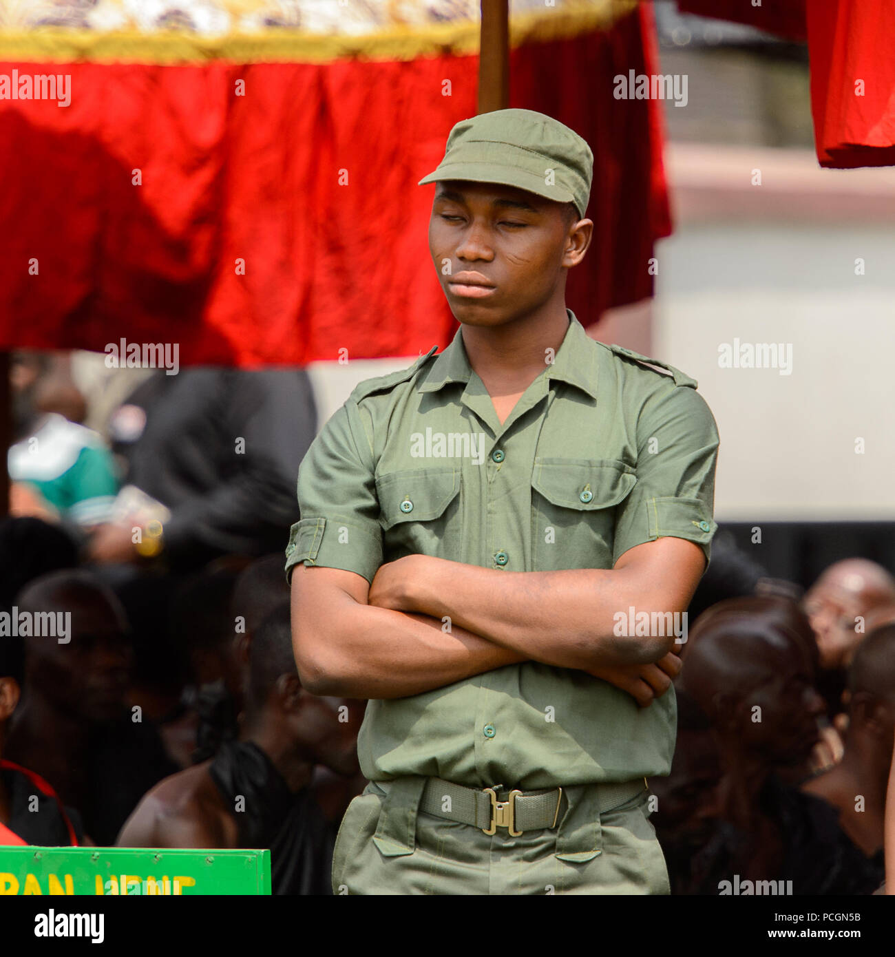 KUMASI, GHANA - JAN 16, 2017: Unidentified Ghanaian military man in ...