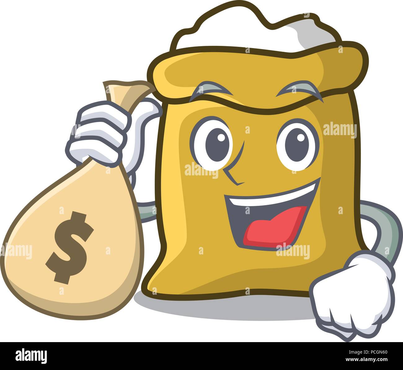 With money bag flour character cartoon style Stock Vector Image & Art ...