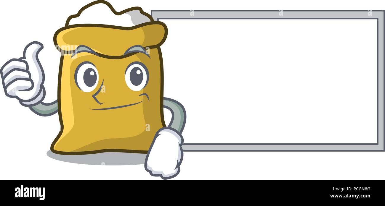 Thumbs up with board flour character cartoon style Stock Vector Image ...