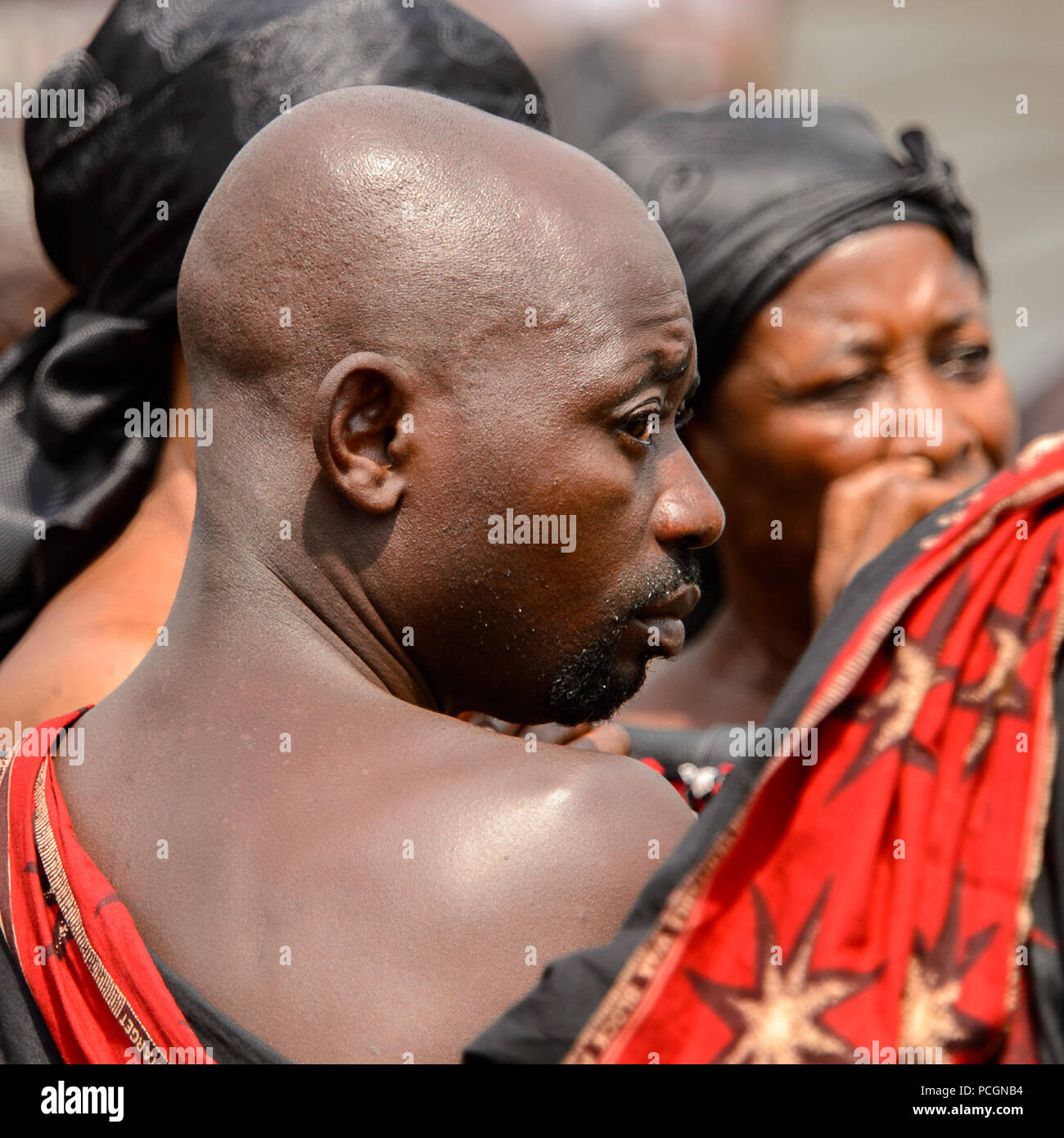 KUMASI, GHANA - JAN 16, 2017: Unidentified Ghanaian man at the memorial ...