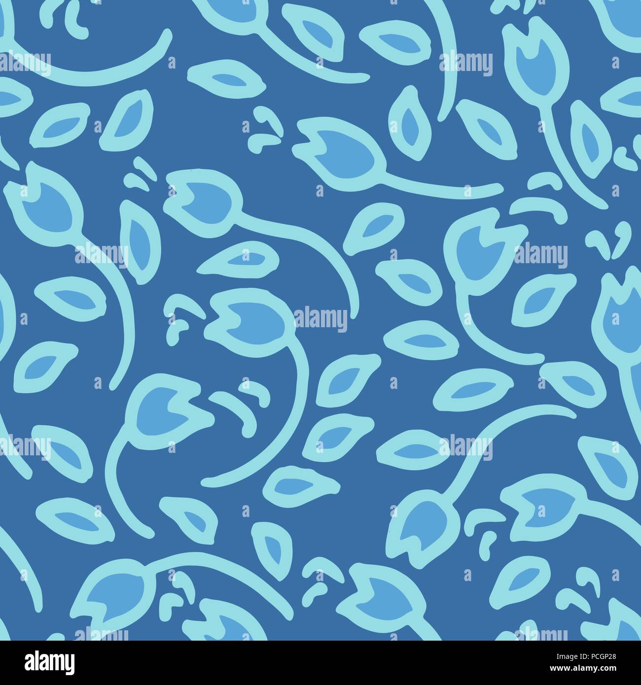 Simple blue flowers seamless pattern. Vector illustration Stock Vector ...