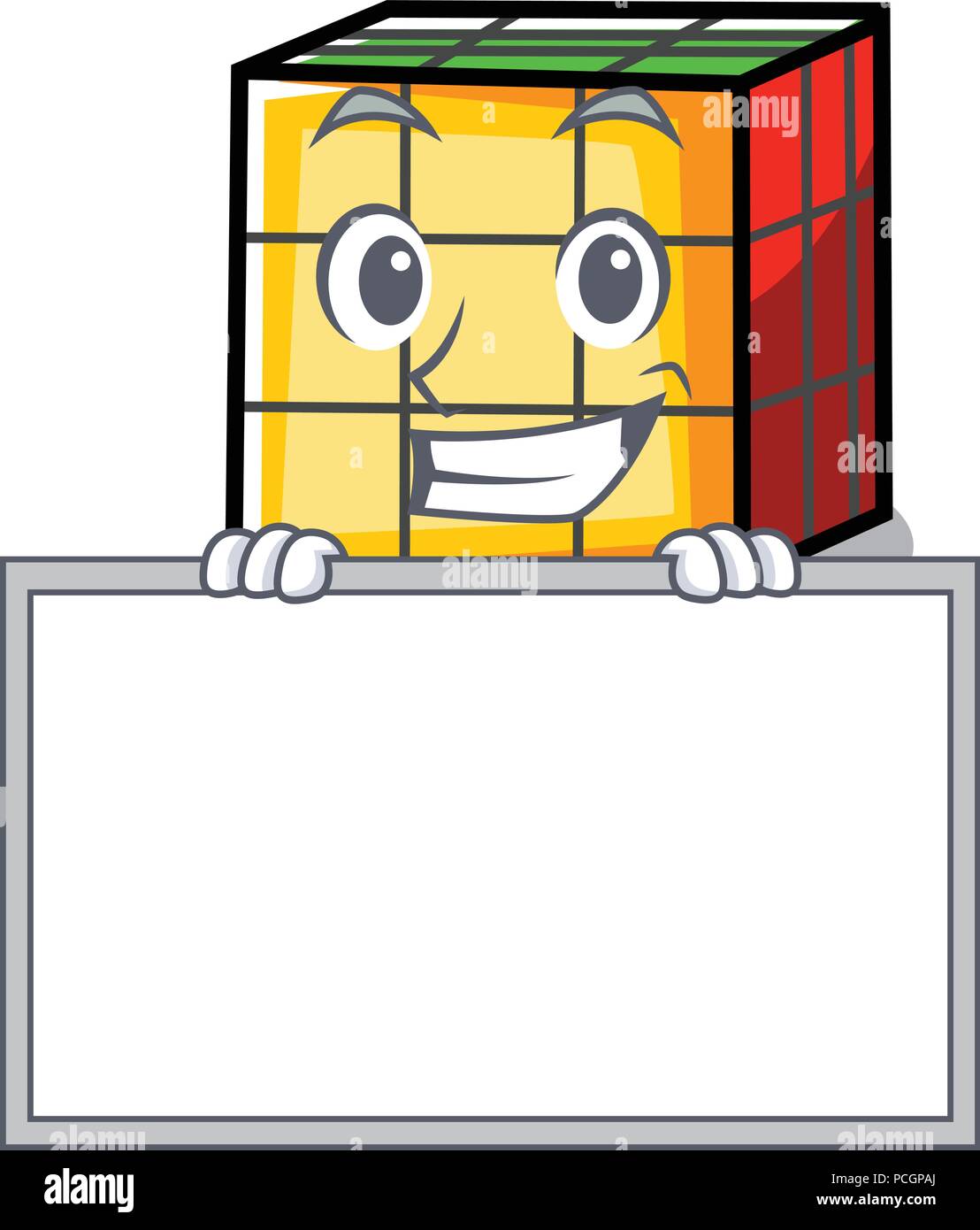 Grinning with board rubik cube character cartoon Stock Vector Image ...