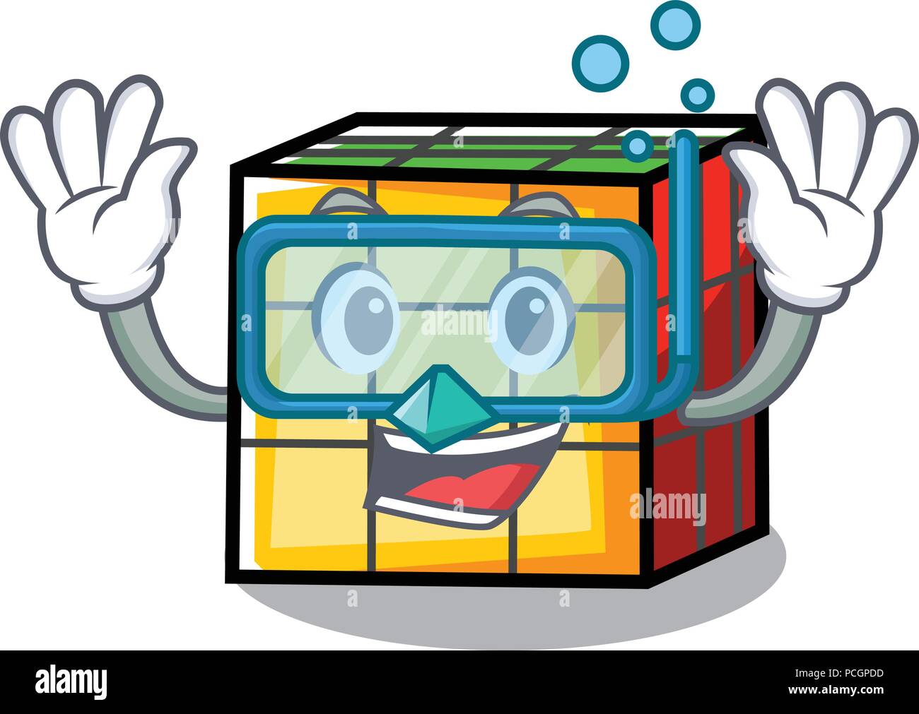 Diving rubik cube character cartoon Stock Vector Image & Art - Alamy