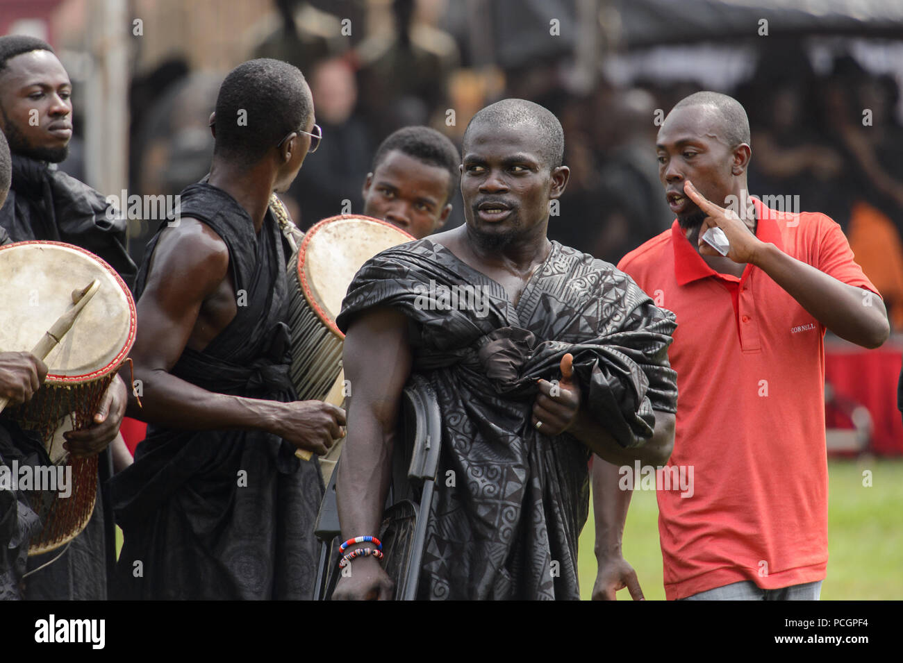 KUMASI, GHANA - JAN 16, 2017: Unidentified Ghanaian people in black ...