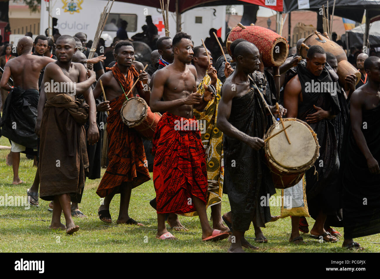KUMASI, GHANA - JAN 16, 2017: Unidentified Ghanaian people in black ...