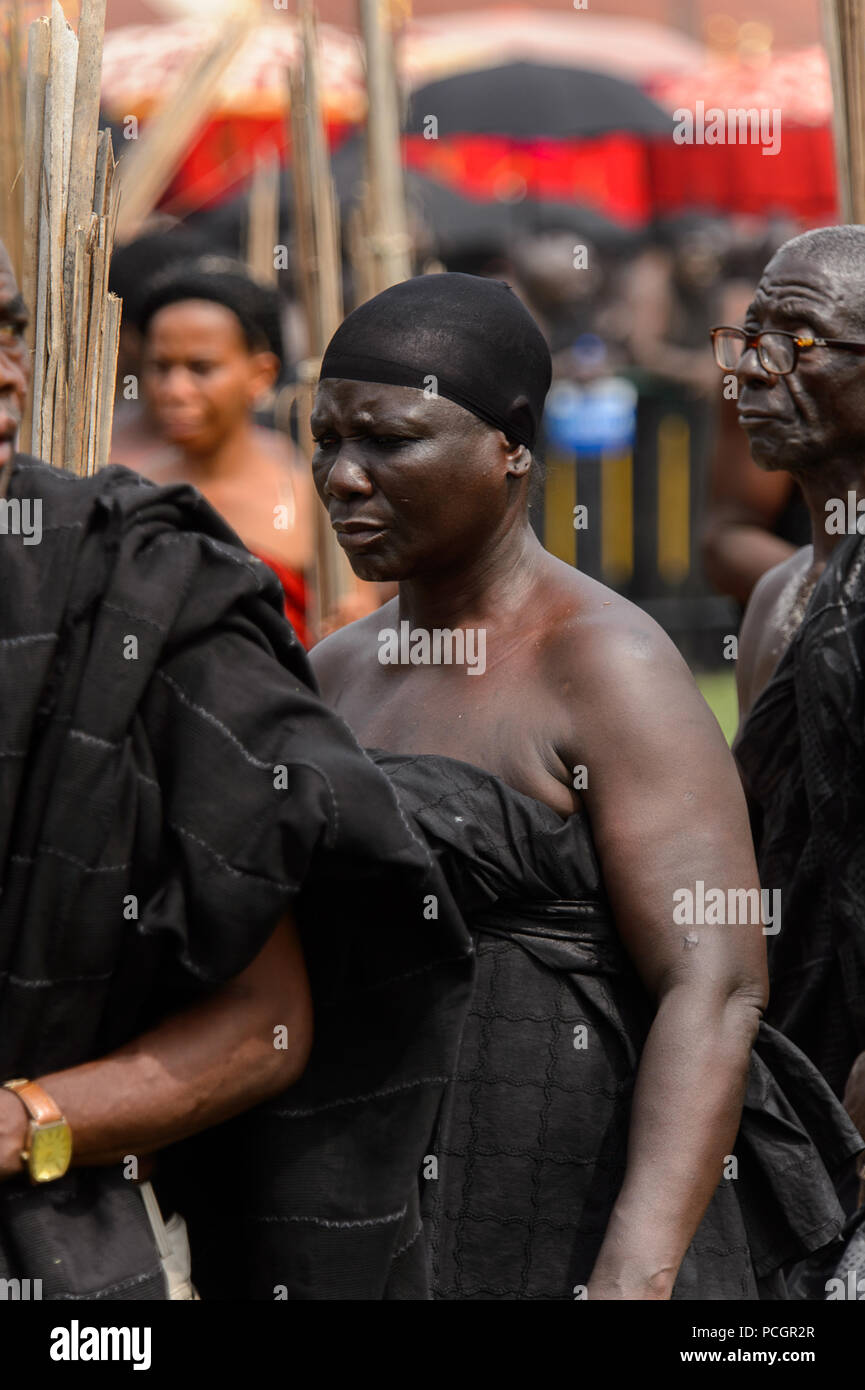 KUMASI, GHANA - JAN 16, 2017: Unidentified Ghanaian woman in black ...