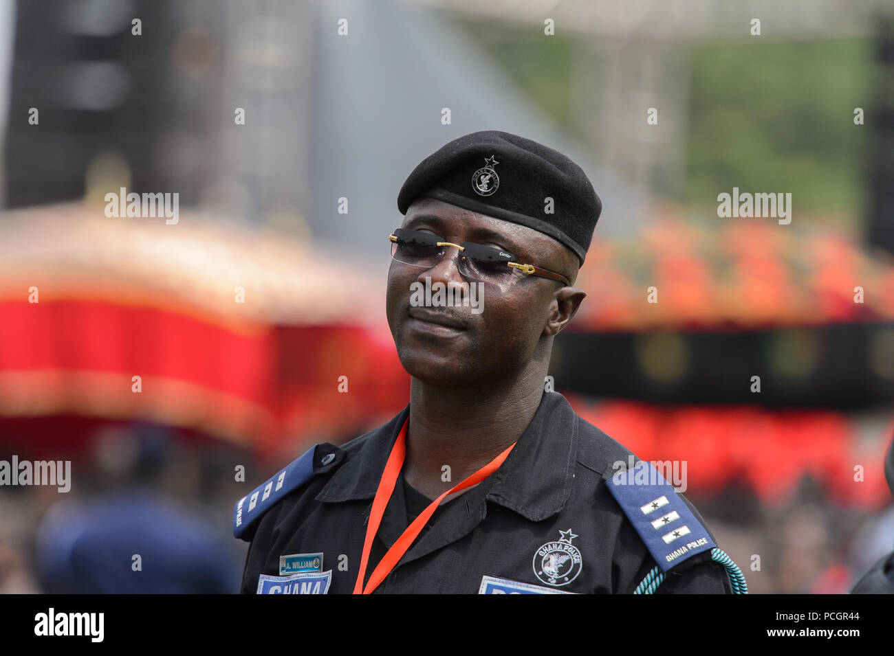 KUMASI, GHANA - JAN 16, 2017: Unidentified Ghanaian policeman at the ...