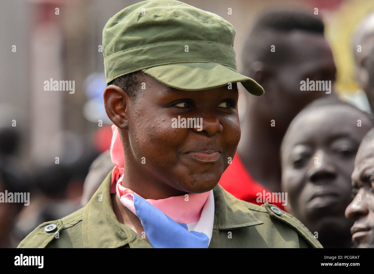 KUMASI, GHANA - JAN 16, 2017: Unidentified Ghanaian military man at the ...