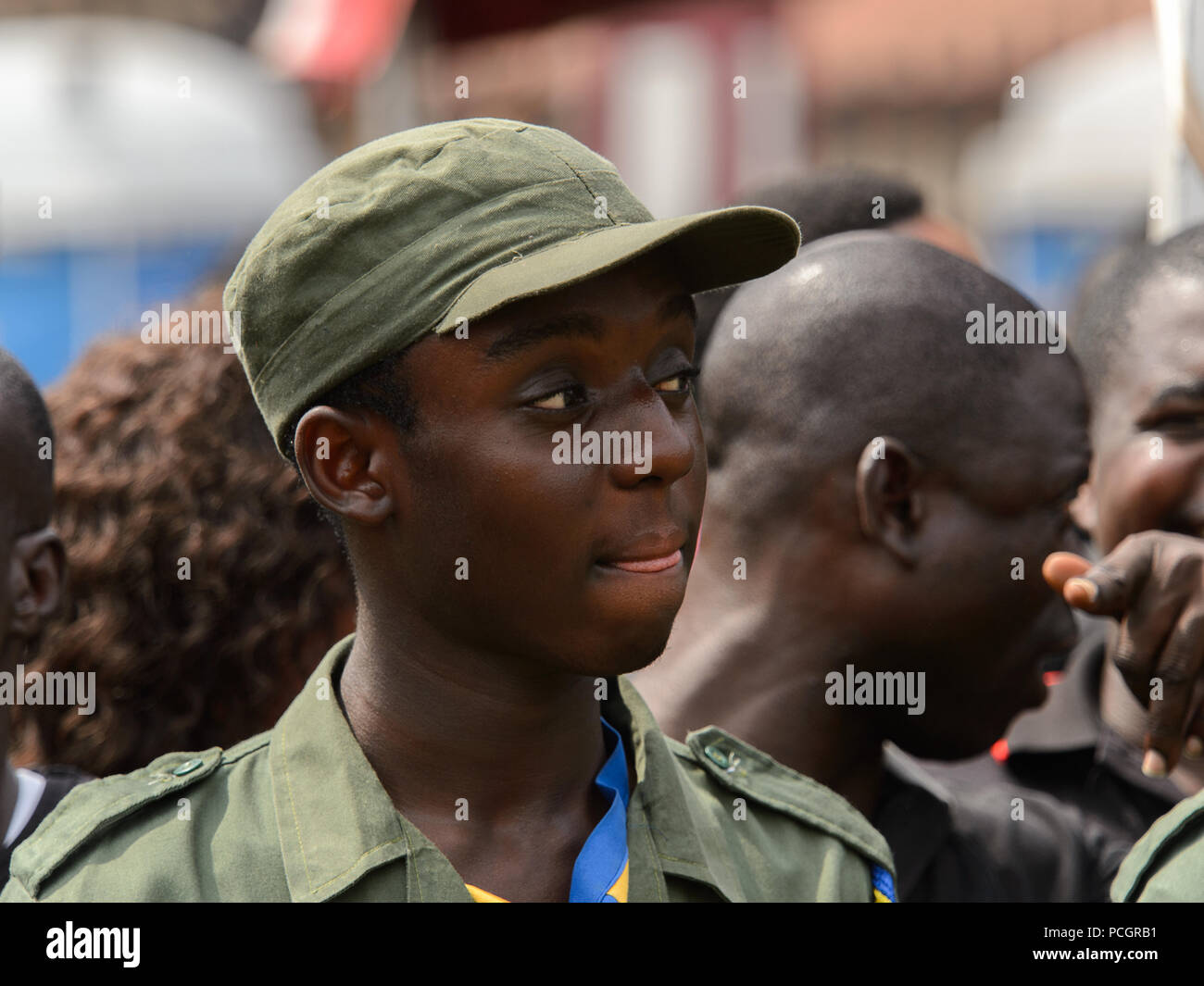 KUMASI, GHANA - JAN 16, 2017: Unidentified Ghanaian military man at the ...