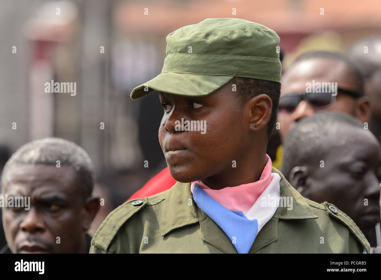 KUMASI, GHANA - JAN 16, 2017: Unidentified Ghanaian military man at the ...