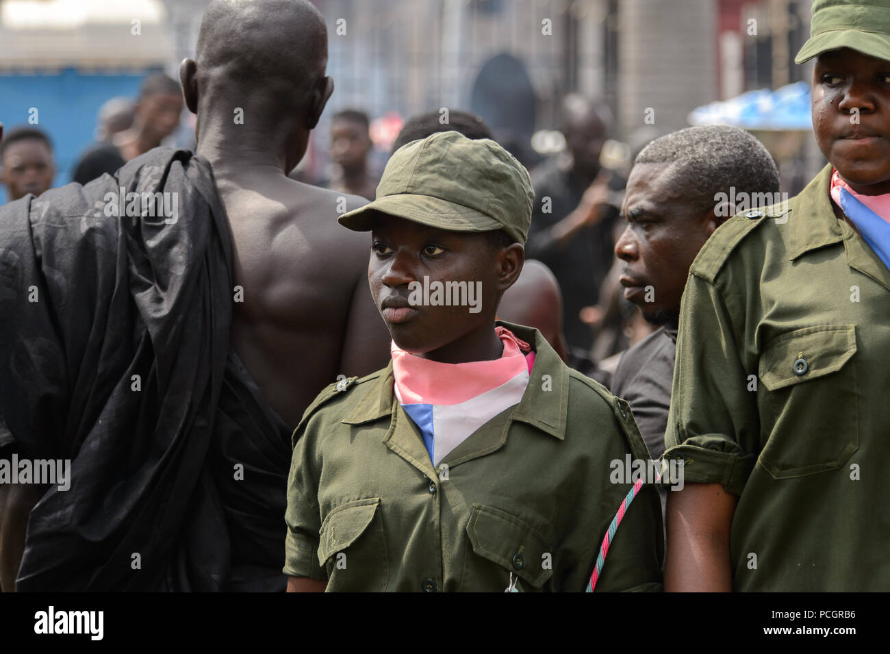 KUMASI, GHANA - JAN 16, 2017: Unidentified Ghanaian military man at the ...