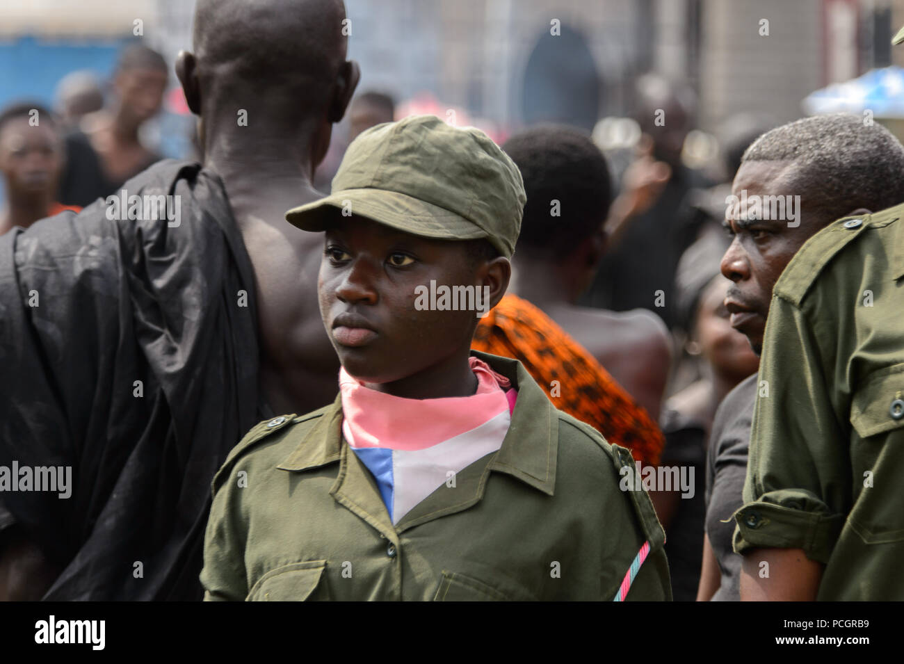 KUMASI, GHANA - JAN 16, 2017: Unidentified Ghanaian military man at the ...