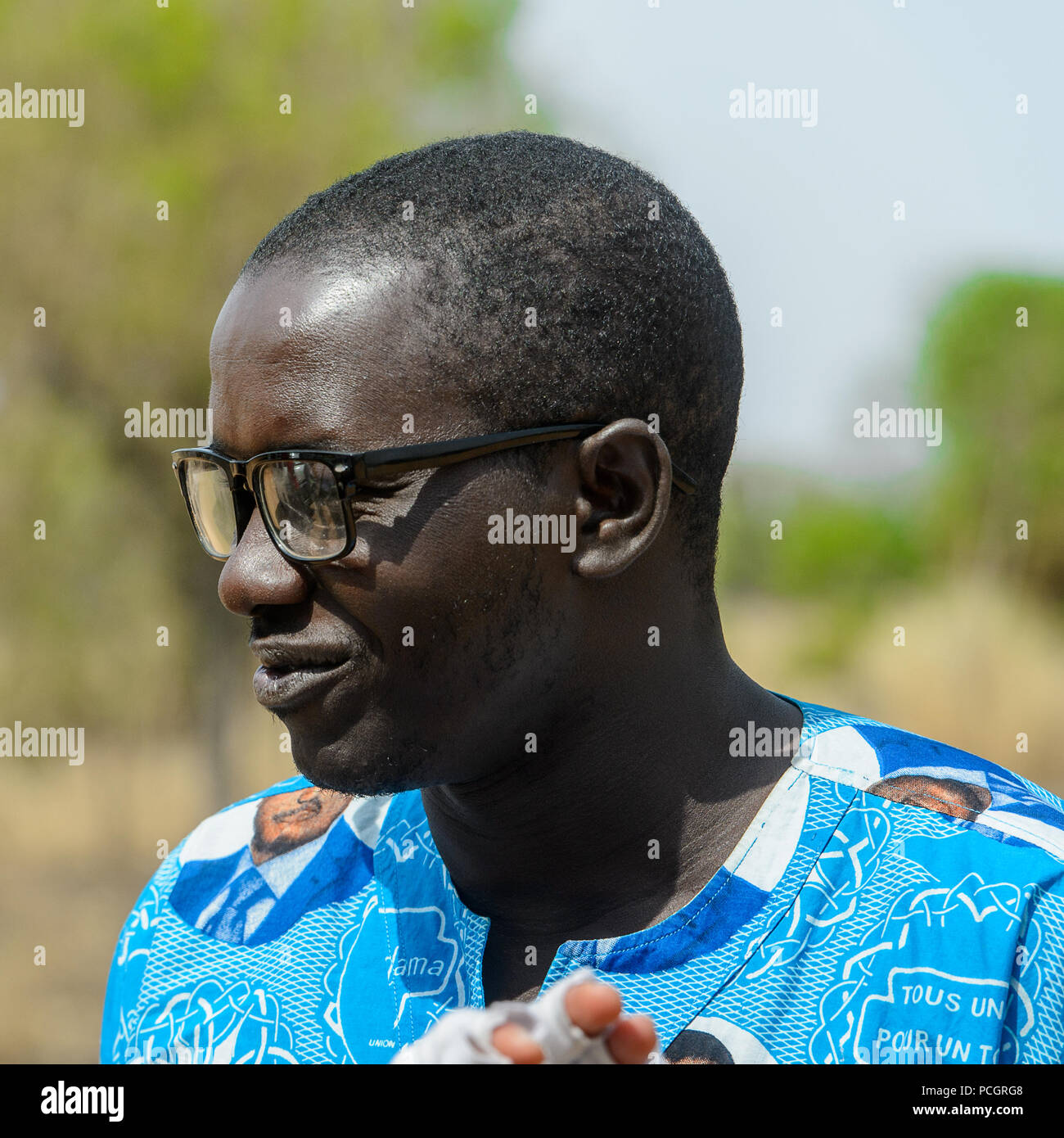 TAMBERMA VIL, TOGO - JAN 13, 2017: Unidentified Tammari profile of a ...