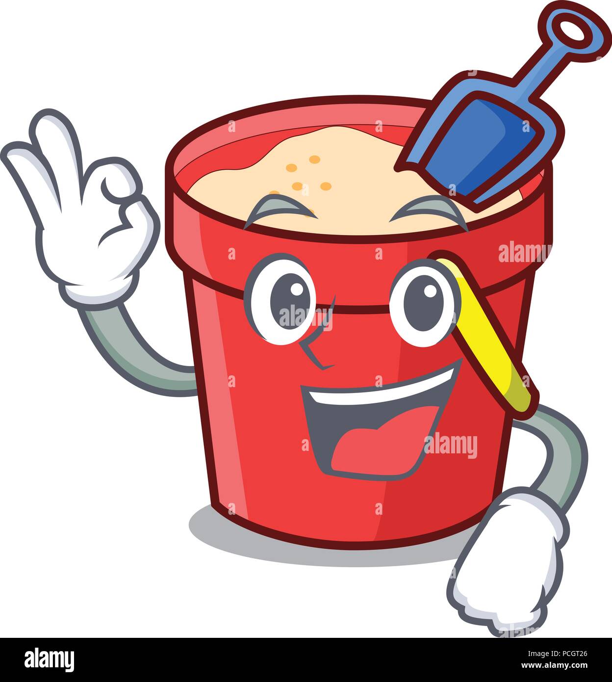 Okay sand bucket character cartoon Stock Vector Image & Art - Alamy