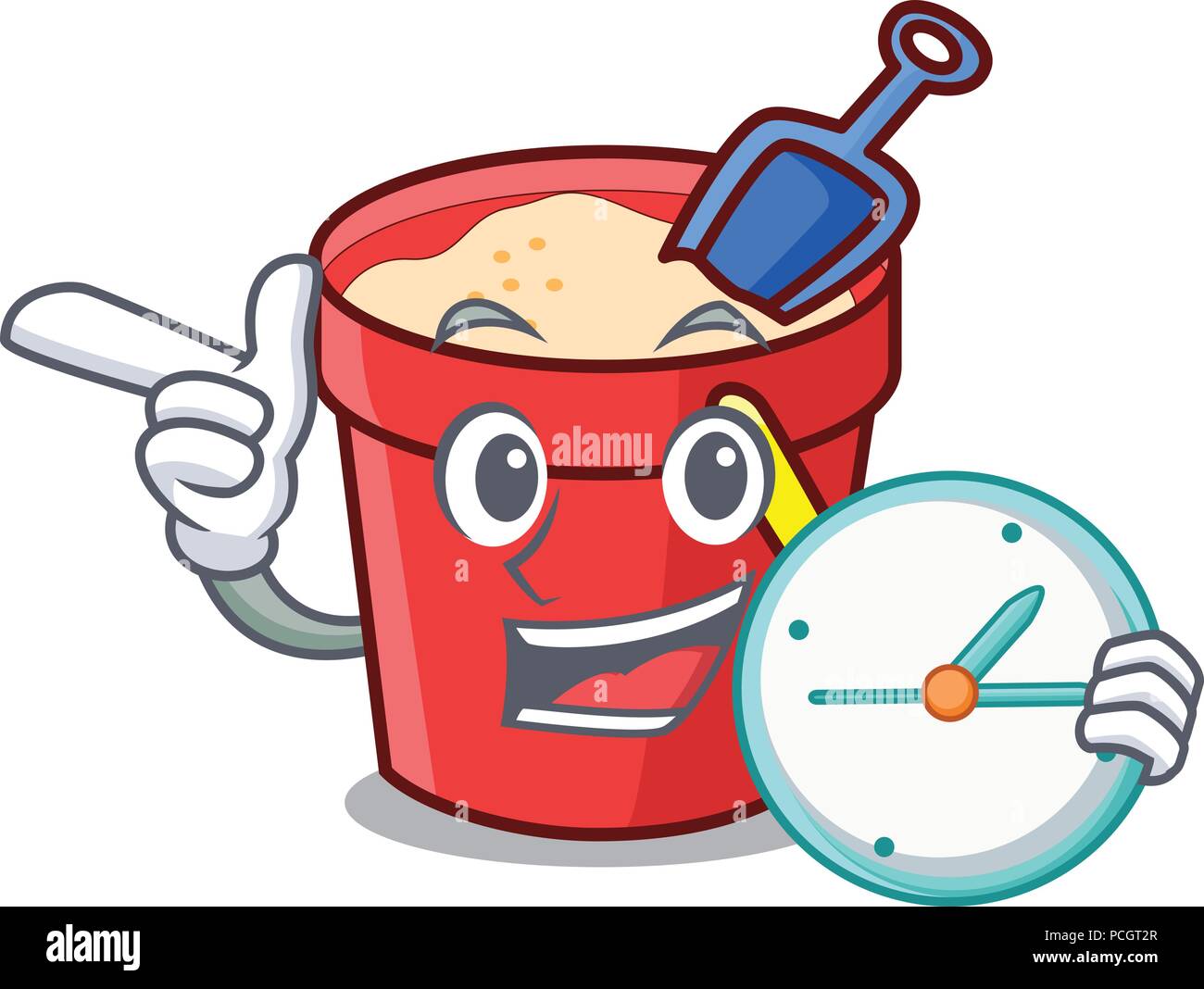 With clock sand bucket character cartoon Stock Vector Image & Art - Alamy