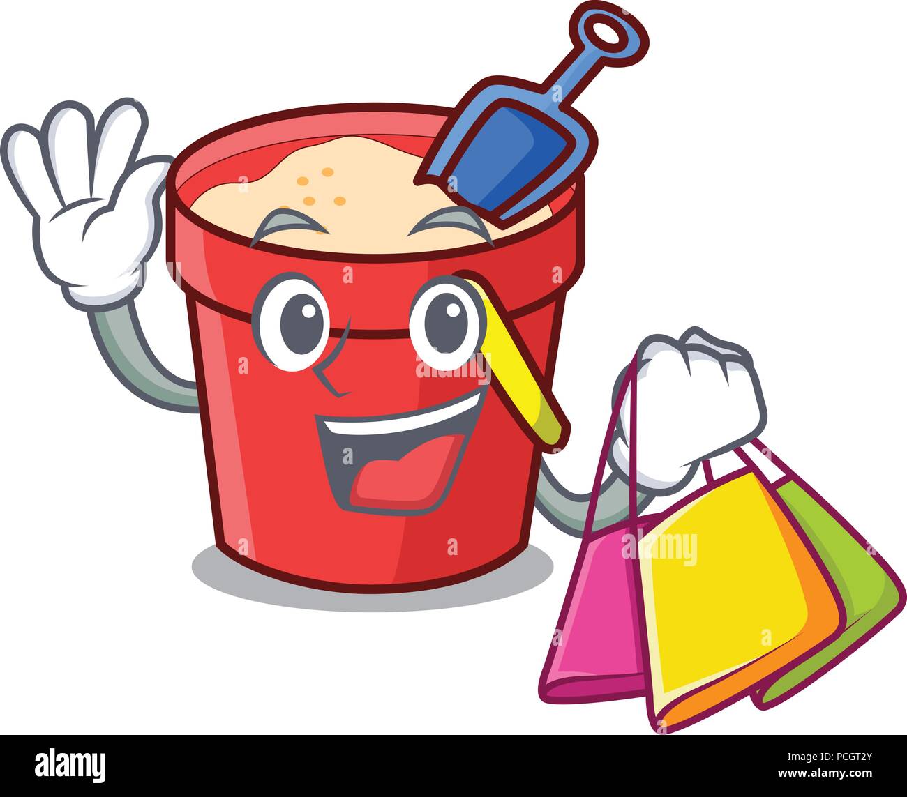 Shopping sand bucket character cartoon Stock Vector Image & Art - Alamy