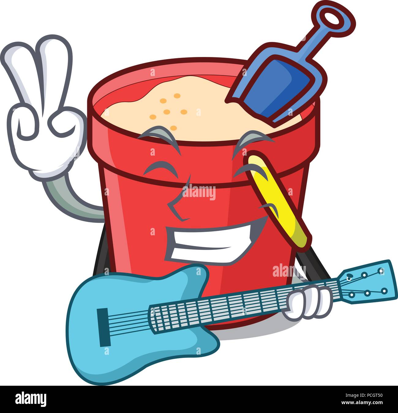 With guitar sand bucket mascot cartoon Stock Vector Image & Art - Alamy