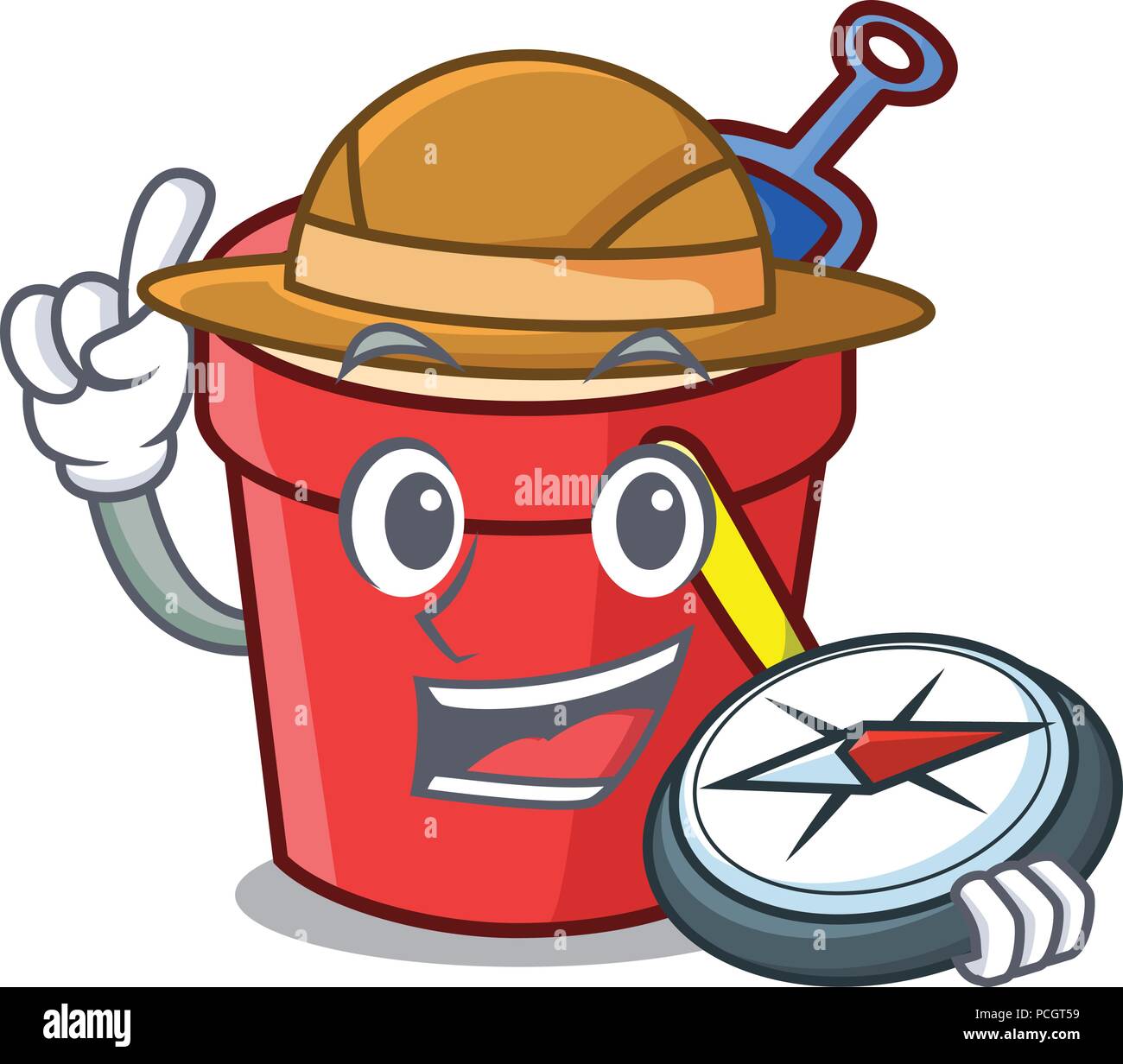 Explorer sand bucket mascot cartoon Stock Vector Image & Art - Alamy